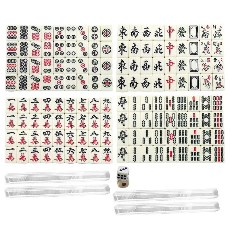 Chinese Numbered Mahjong Set Portable Mini Toy with 144 Tiles MahJong ...