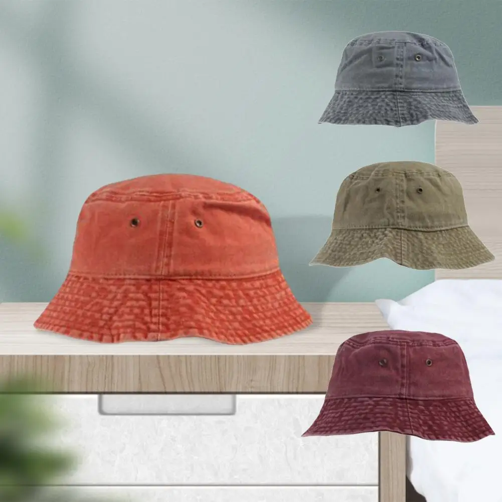 Bucket Cap Vintage Foldable Washed Denim Sun Hat Men Women Hip Hop ...