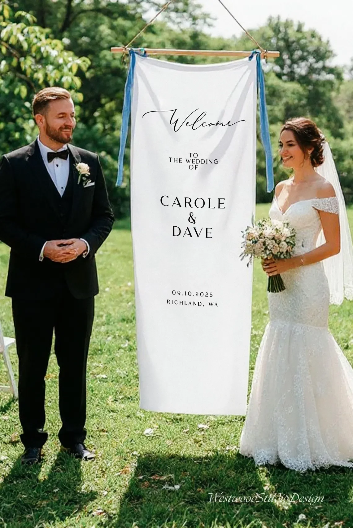 Personalized Linen Wedding Welcome Sign Custom Fabric Banner for ...