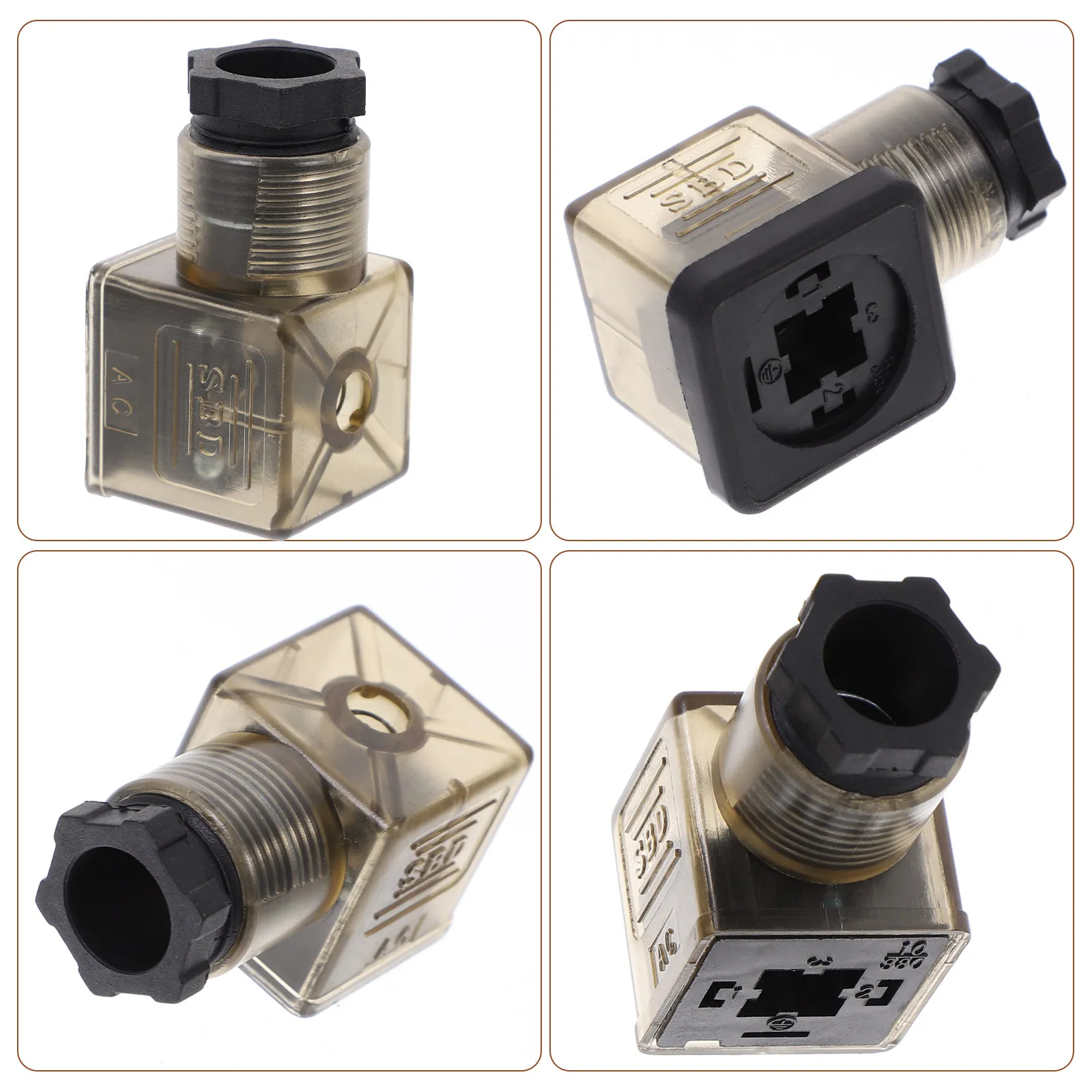 3Pcs Brown Solenoid Junction Box with Indicator 3 Prong Din 43650 ...