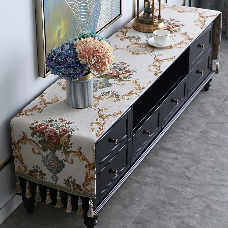 Proud-Rose-European-TV-Cabinet-Cover-Cloth-Tassel-Tablecloth-Table ...