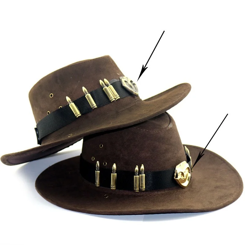 Cowboy-Hat-McCree-Badge-Bullet-Western-Pirate-Costume-Cap-Props-Hat ...