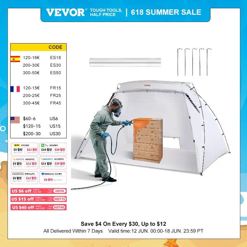 VEVOR – abri de cabine de peinture Portable. 2/10x7x6 pieds, tente ...