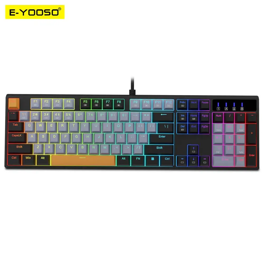 E-YOOSO Z14 RGB USB Mechanical Gaming Wired Keyboard Red Switch 104 Key ...