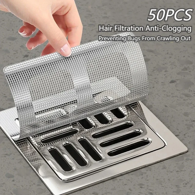 10-50Pcs-Anti-Blocking-Filter-Screen-Kitchen-Bathroom-Disposable-Floor ...