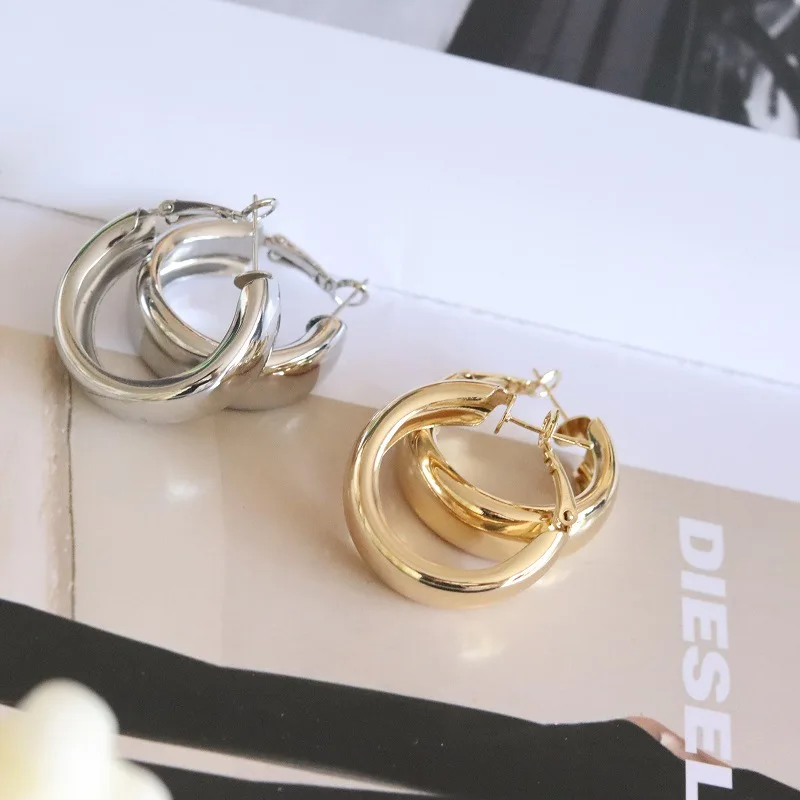 Kpop-Gold-Silver-Color-Earrings-for-Women-Male-Tragus-Cartilage-Big ...
