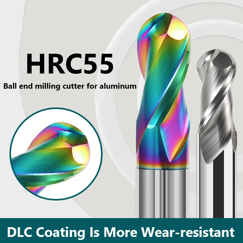2 Flute Ball Nose End Mill Tungsten Carbide Cutter CNC Router Bit ...