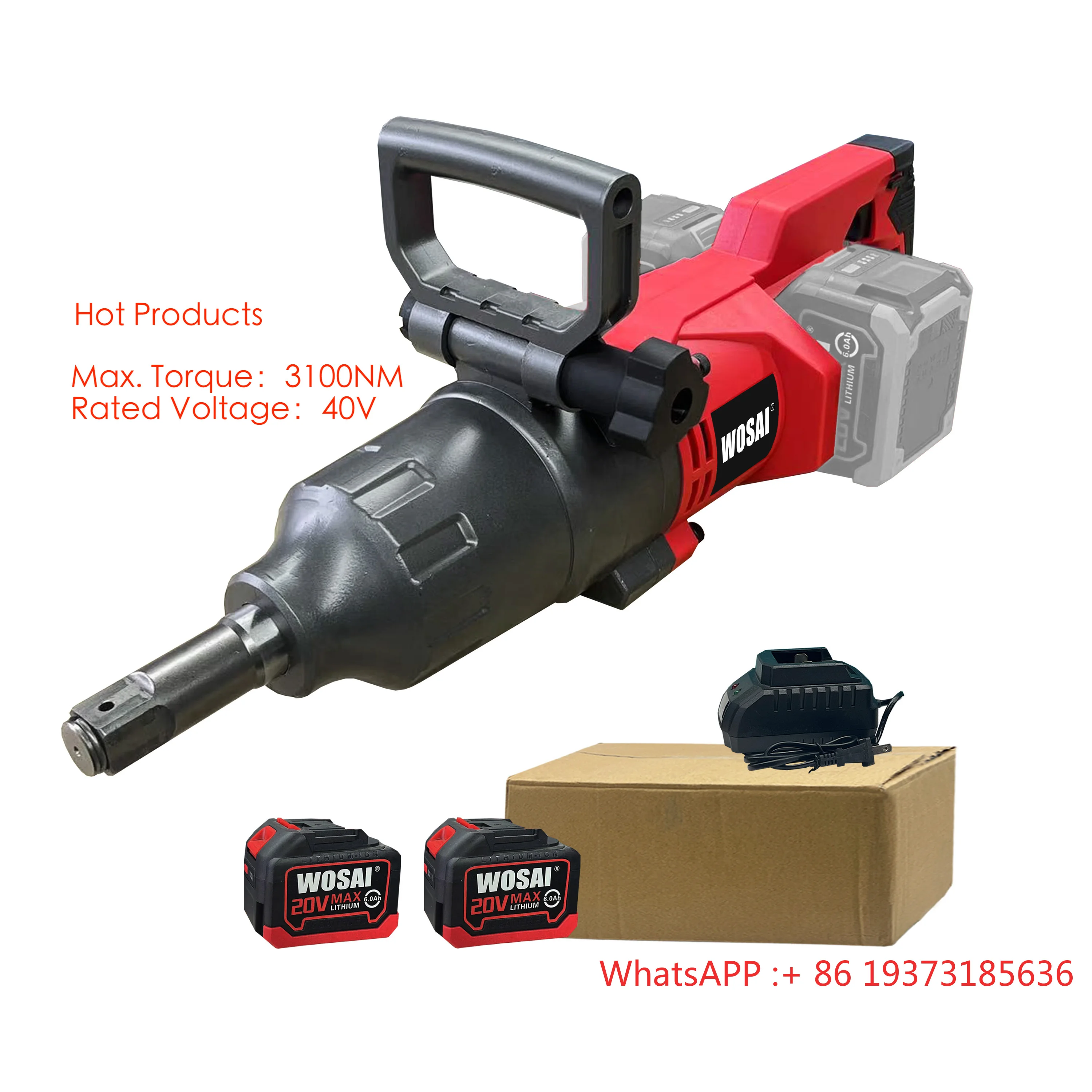 WOSAI 1 Inch Battery 3100NM High Torque 40V Lithium Battery Cordless ...