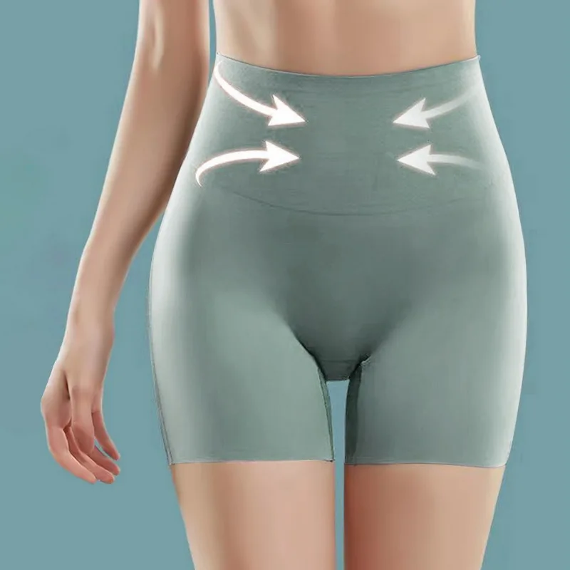 Sous-vêtement,Short de sécurité sans couture pour femmes,culotte taille haute en soie glacée ...