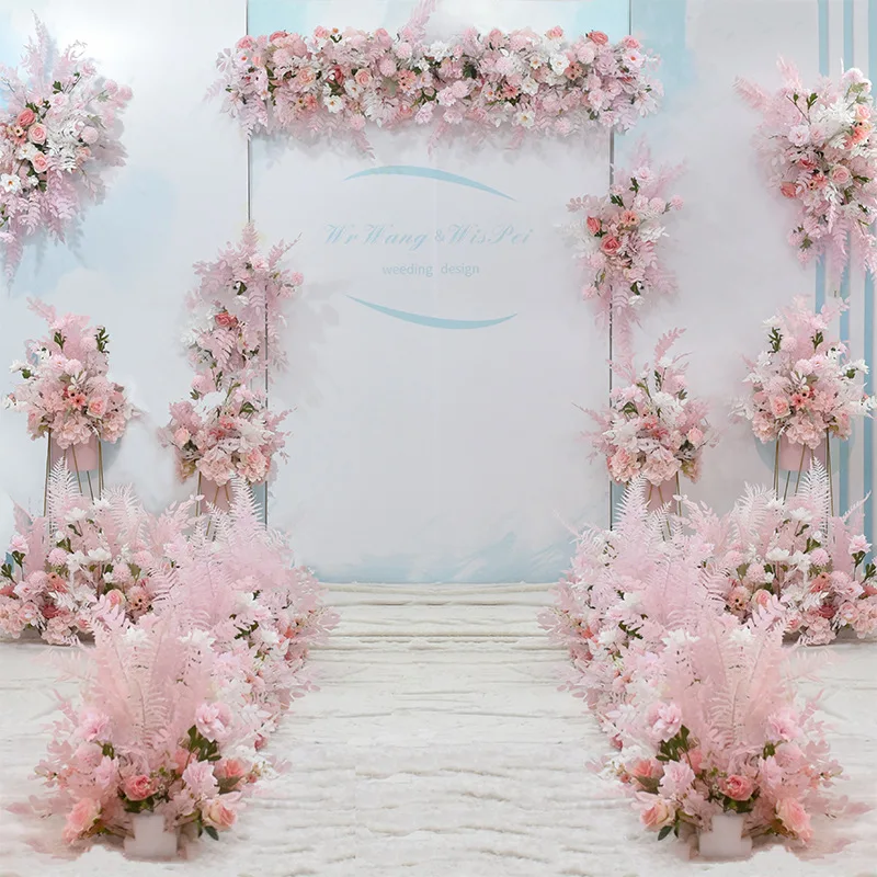 Pink-Wedding-Scene-Layout-Simulation-Flower-Hotel-Wedding-Props-Road ...