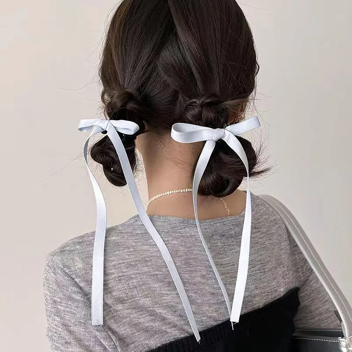 2pcs Set Sweet and Cute Streamer, Mini Clip, Ballet Style, Long Bow ...