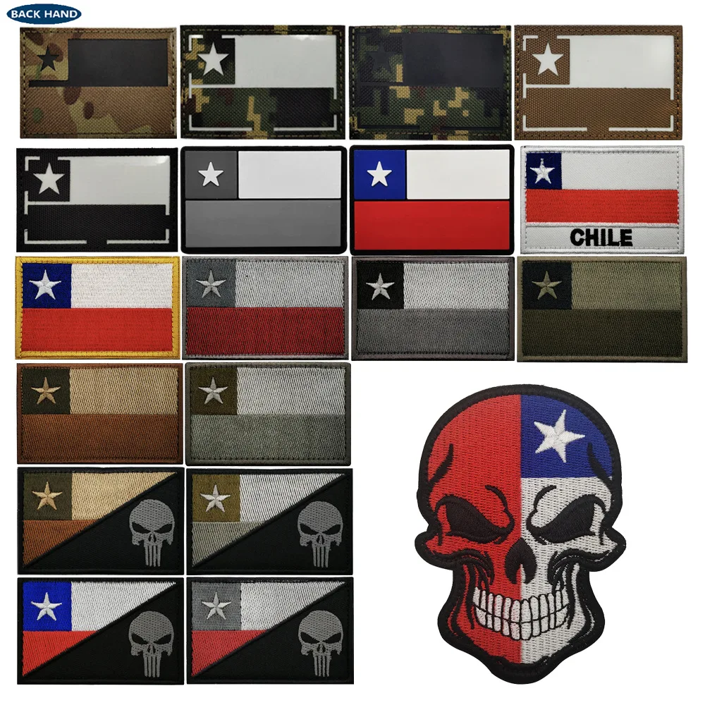 CHI-Chile-Flag-IR-Reflective-Embroidery-Patches-Chilean-Tactical-Emblem-Badges-Appliques ...