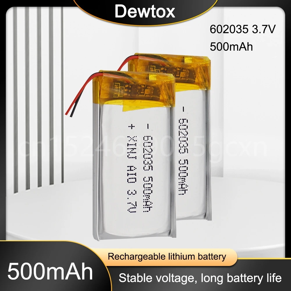 3-7V-Lipo-Cells-602035-500mah-Lithium-Polymer-Rechargeable-Battery-for ...