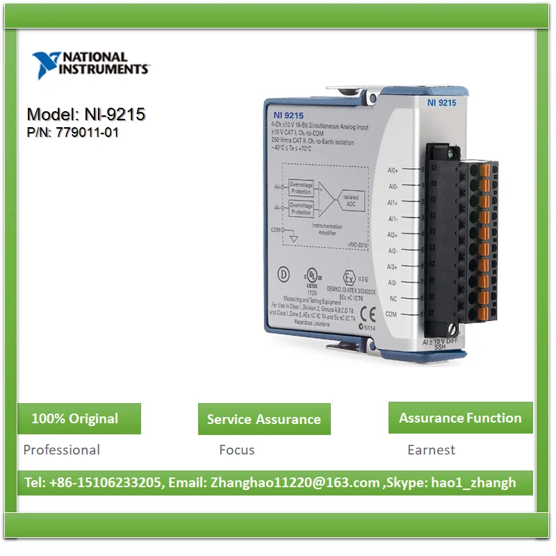 NI 9215 779011 01 Plus or minus 10 V, 100 kS/s/ch, 16, synchronous ...