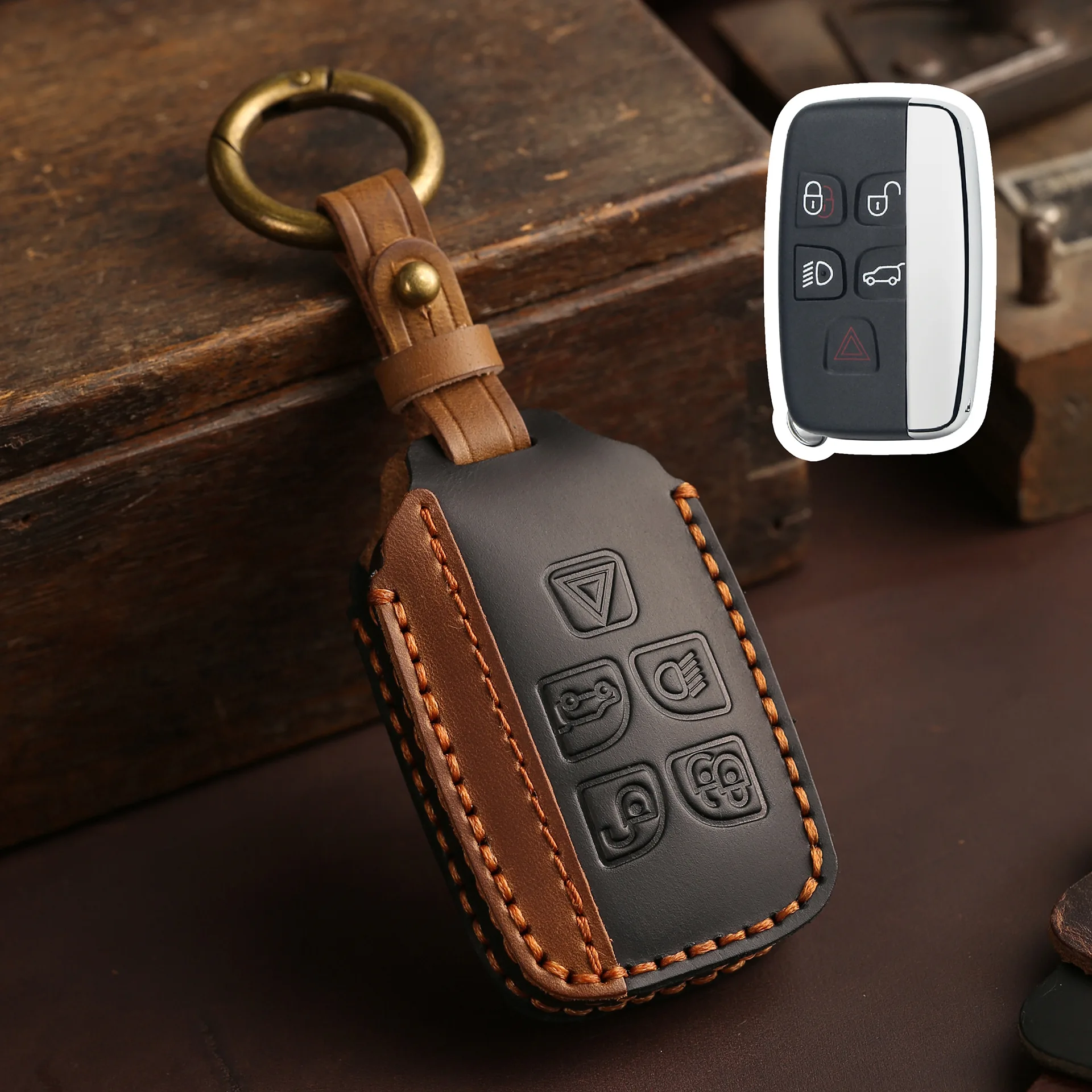 Crazy-Horse-Leather-Car-Key-Cover-Case-for-Land-Rover-Range-Rover-Sport ...