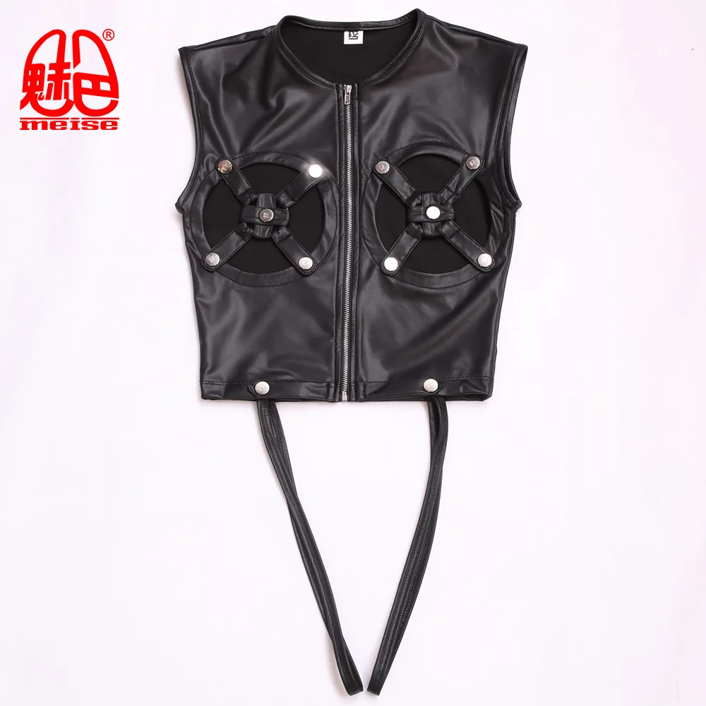 Woman-Vest-PVC-Faux-Sheepskin-Shiny-Mirror-Tank-Bustier-Gothic-Body ...