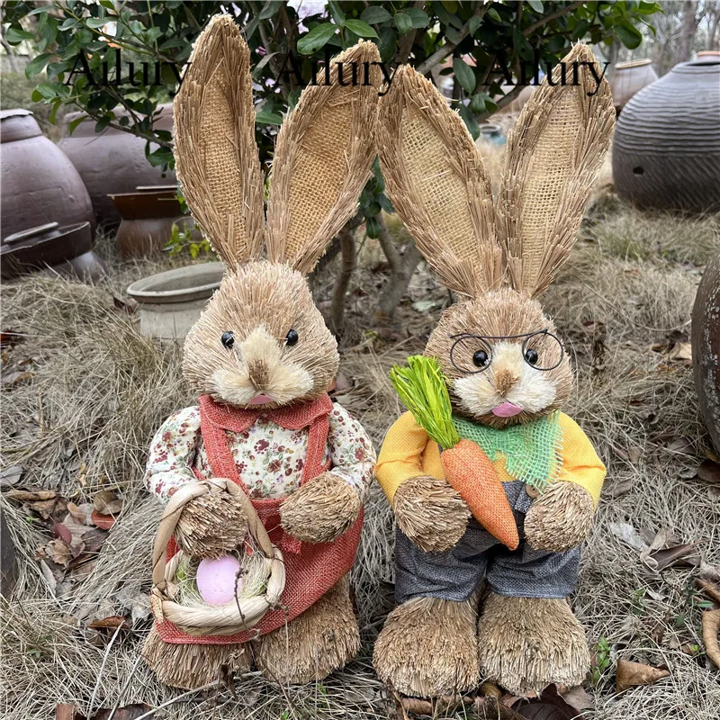 High-45cm-Big-Mori-Straw-Rabbit-Simulation-Animal-Easter-Decoration ...