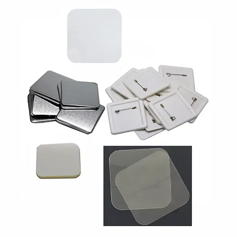 Square Badge Button Making Kit 50 Sets - 50x50mm Metal Pin Supplies For ...