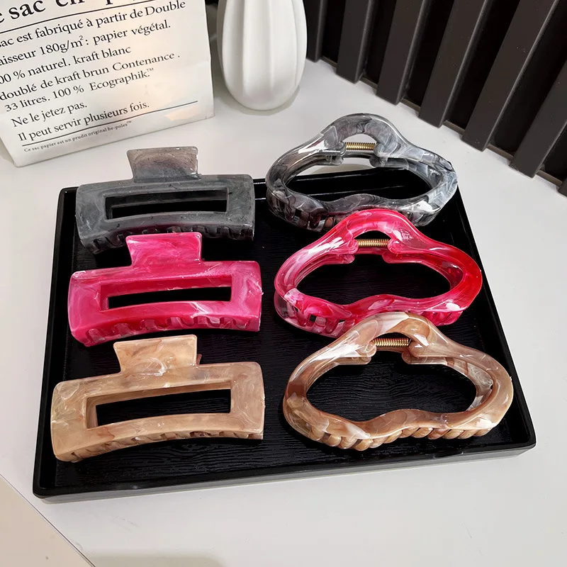 2Pcs-set-Korean-Marble-Pattern-Cloud-Pattern-Rectangular-large-Hair ...