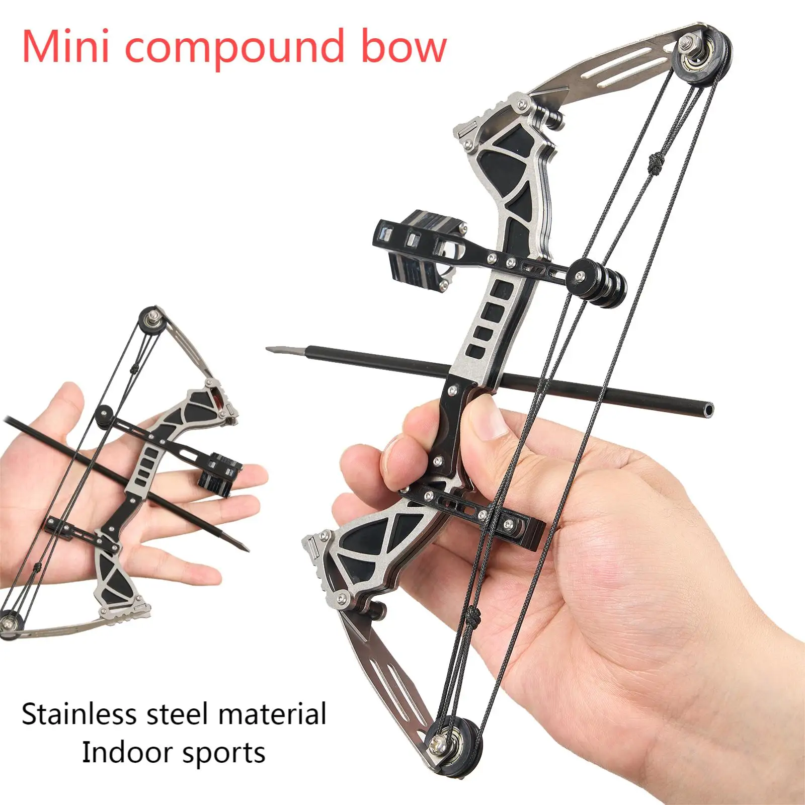 Archery-Mini-Composite-Pulley-Bow-Stainless-Steel-Toy-Indoor-and ...