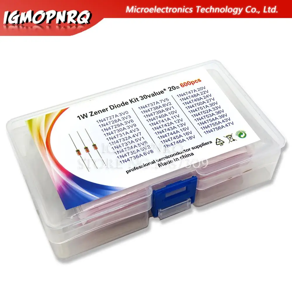 600pcs 3V-47V Diode Kit 1W Zener Voltage Regulator 39V 30V 27V 24V 22V ...