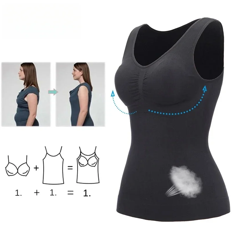 Women shaper Slim up lift plus size bra tank top body shaper removable ...