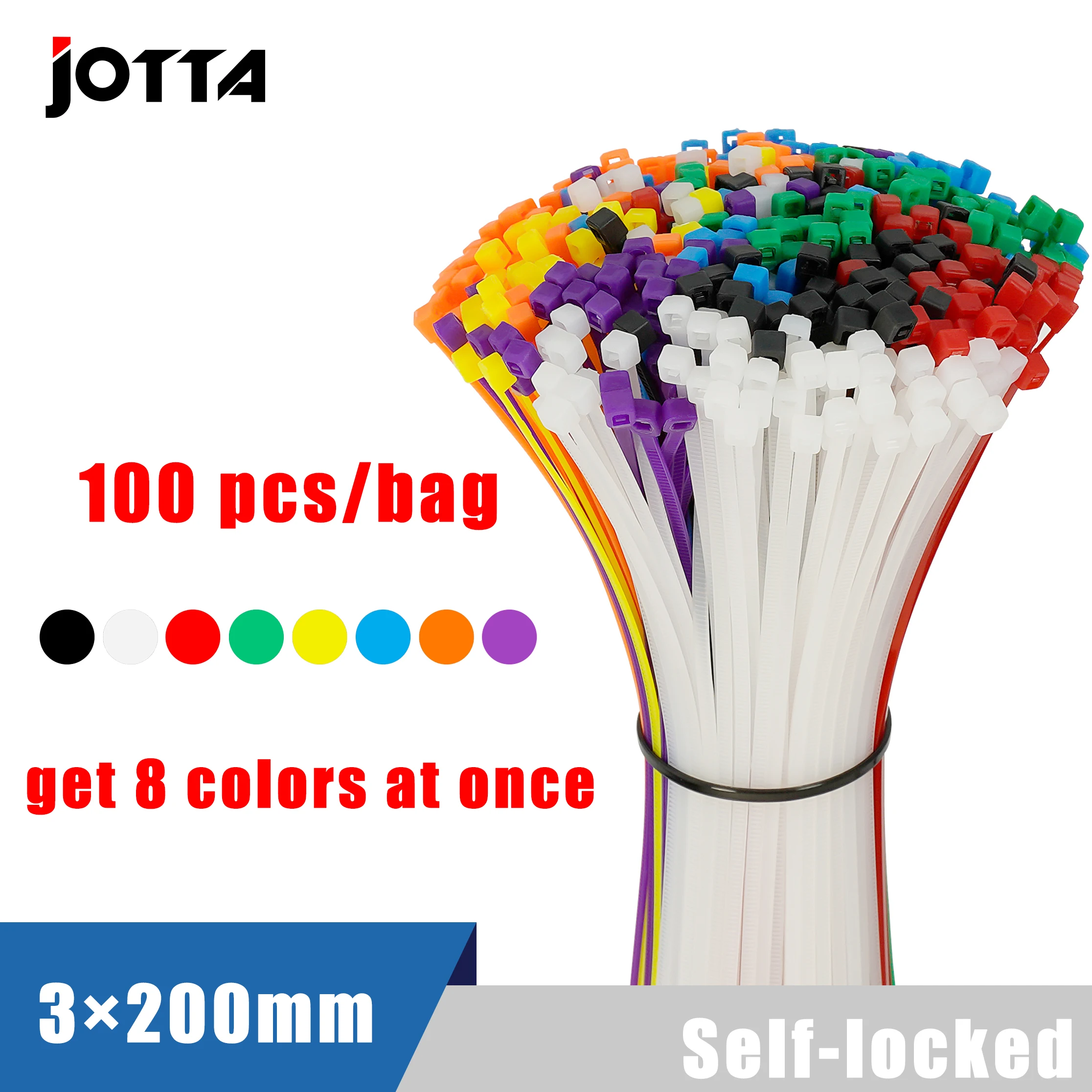 3-200mm-Size-100Pcs-Bag-Multicolor-Slef-Locking-Nylon-Cable-Tie-Quickly ...