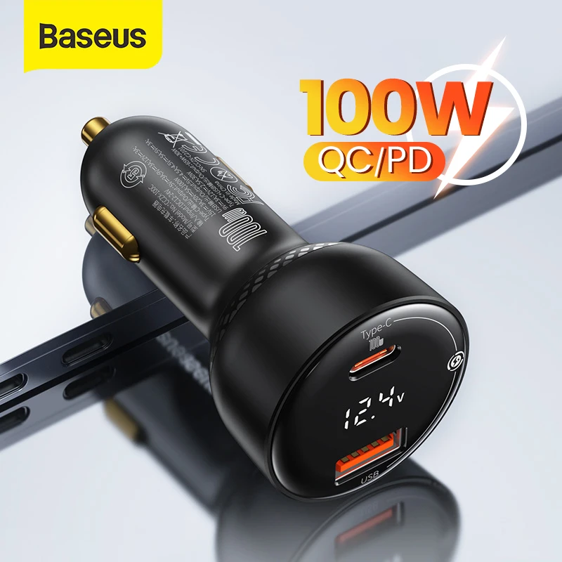Baseus 100w Car Charger Quick Charge 4.0 Qc 3.0 Usb Type C Charger Pd ...