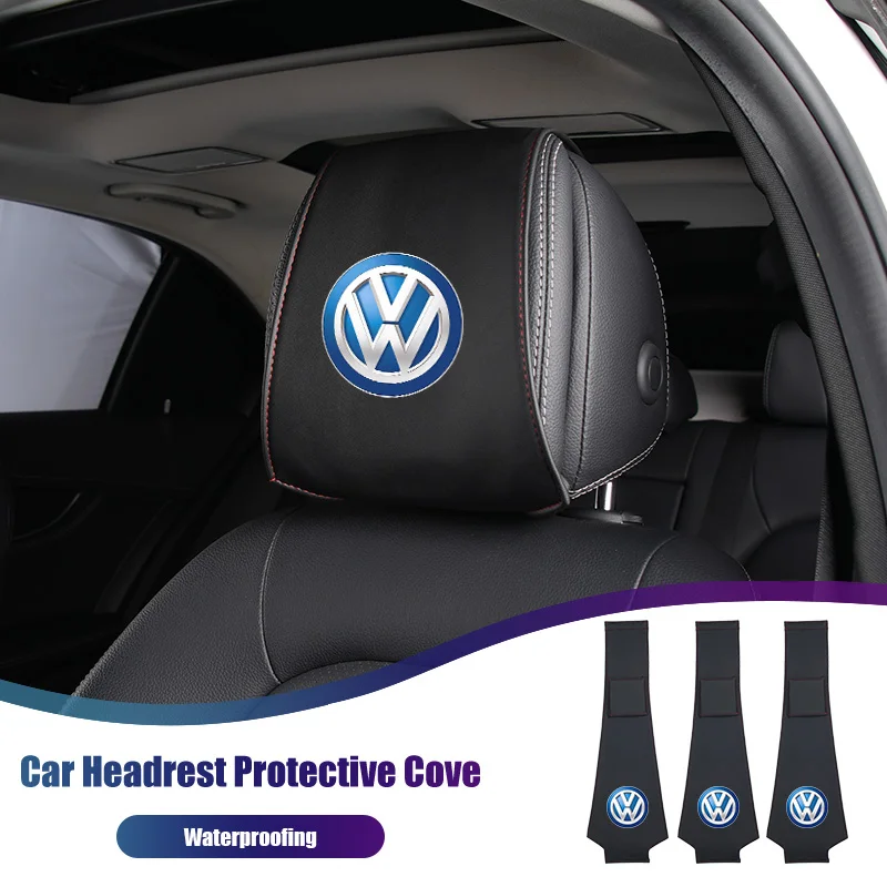 Leather Car Headrest Anti Dirty Protective Cover For VW Golf Jetta ...