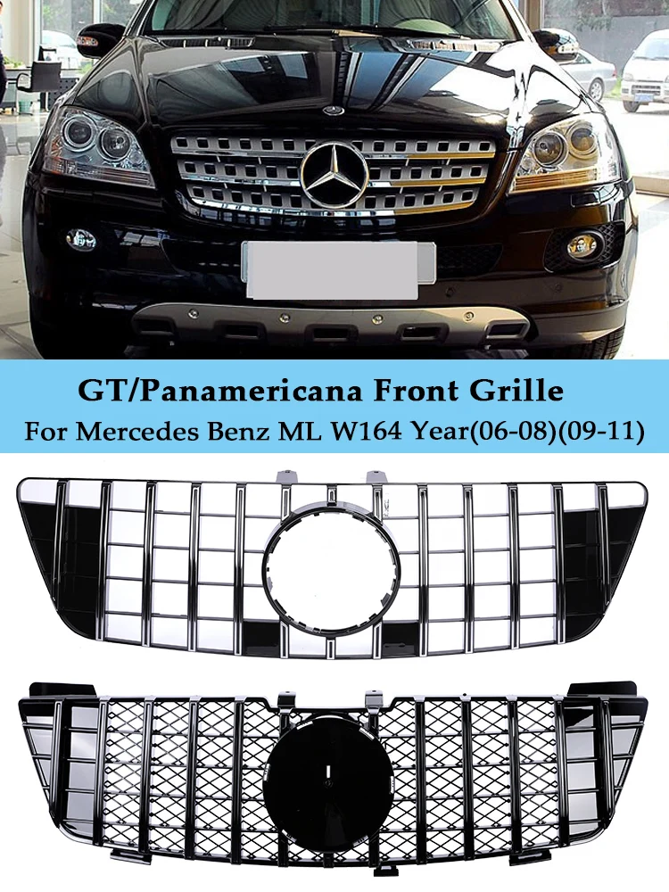 Front-Bumper-Panamericana-GT-Grill-For-Mercedes-Benz-ML-Class-W164 ...