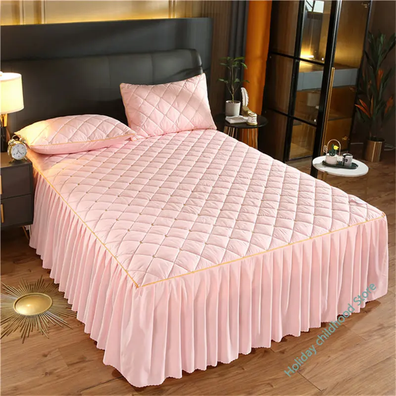 Luxury-Thicken-Pink-Quilted-Bed-Spread-Queen-Size-Nordic-High-Quality ...