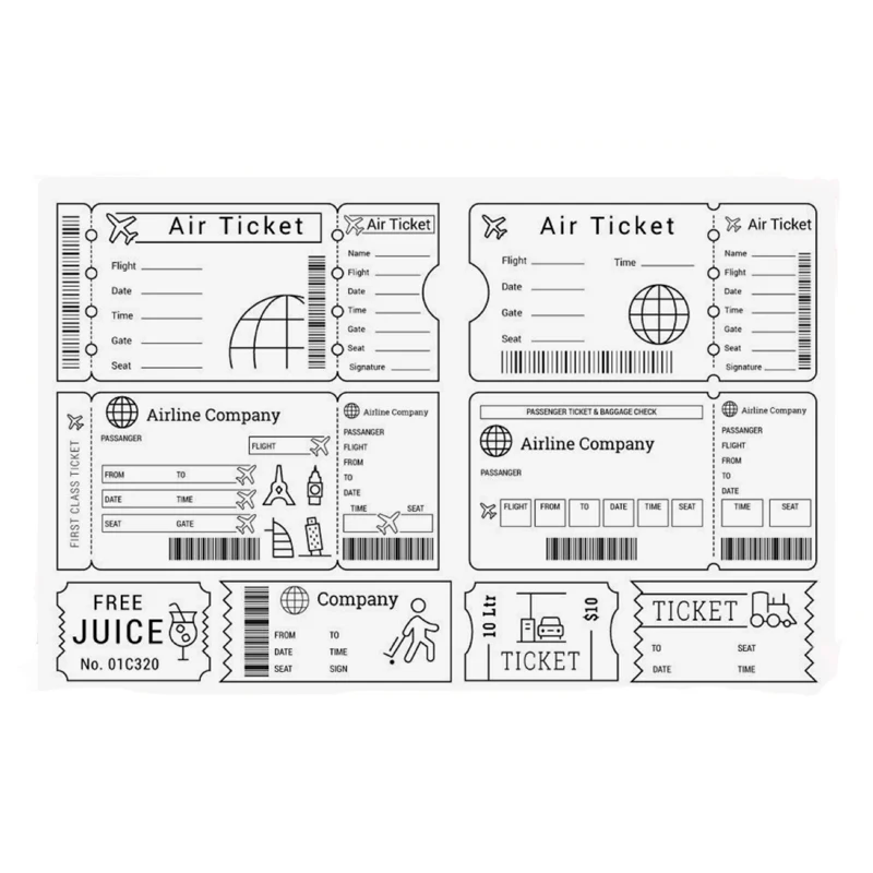 KLJUYP Air Tickets stamp Clear Stamps for Scrapbooking Transparent ...