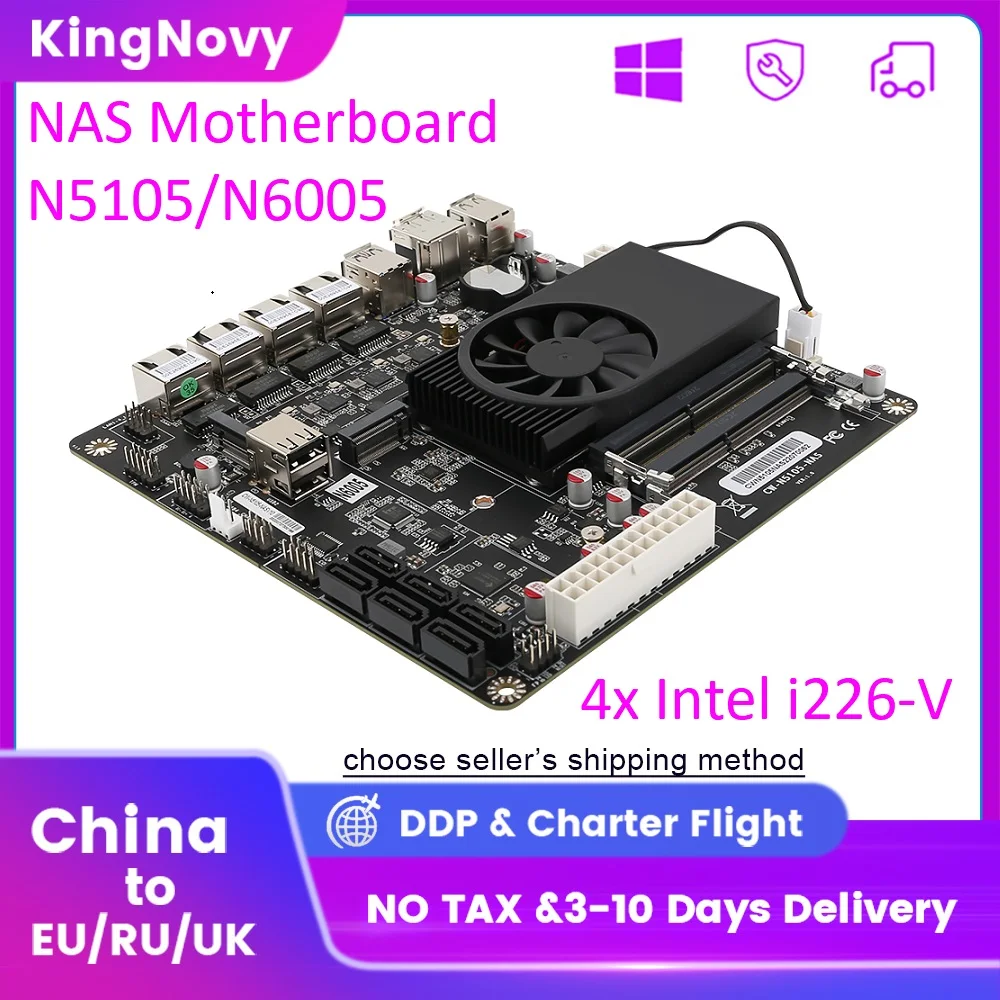 2.5g nics nas placa mãe n5105/n6005 4x intel i226 V duplo m.2 nvme seis sata3.0 2 * ddr4 mini ...