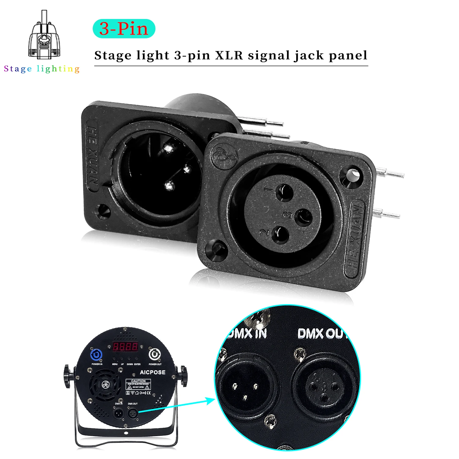 5-Set-DMX512-Plug-3-PIN-XLR-Signal-Socket-Panel-Adapter-Connector-For ...