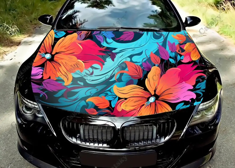Multicolor-Floral-Mandala-Flowers-Car-Hood-Vinyl-Stickers-Wrap-Vinyl ...