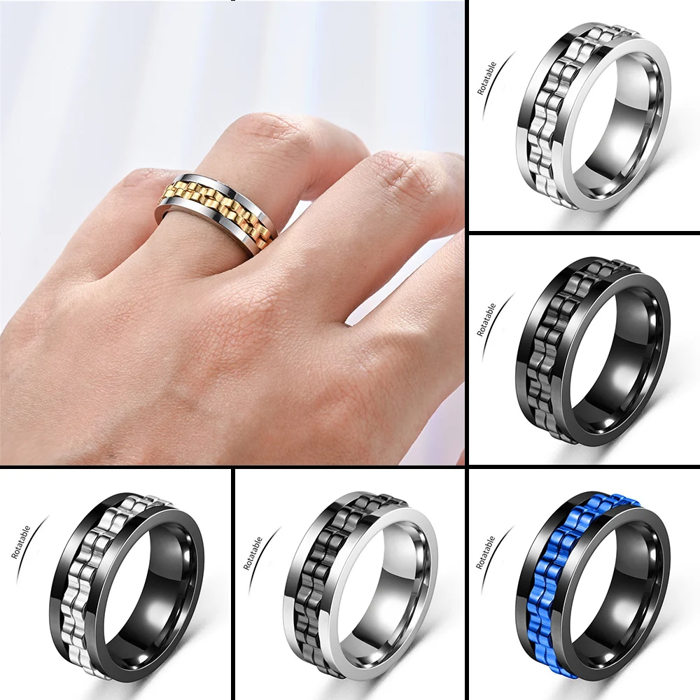 Stainless-Steel-Gear-Rotating-Anxiety-Relife-Spinning-Ring-For-Men ...