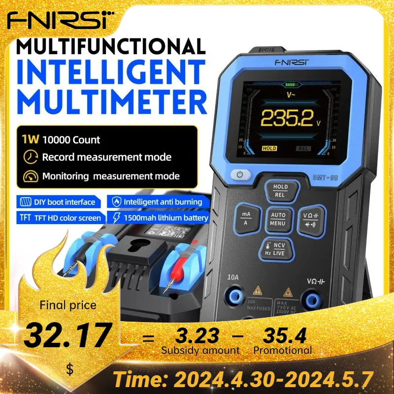 FNIRSI-DMT-99-Digital-Multimeter-9999-Counts-Smart-Professional-Tester ...