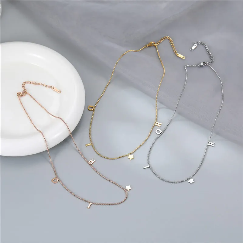 Creative-Letter-Titanium-Steel-Necklace-Bracelet-18K-Gold-Plated ...