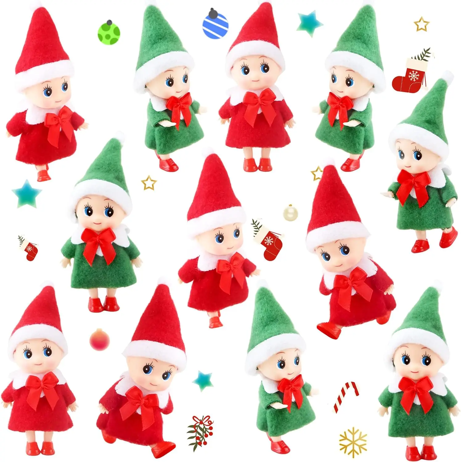1PC Christmas Elf Doll with Bow Suspenders Elves Holiday Party Tabletop ...