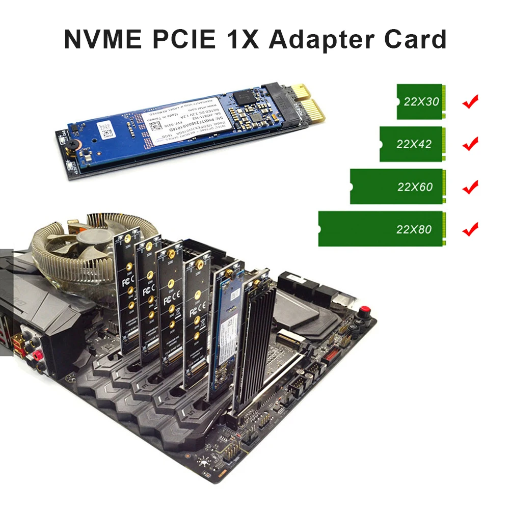PCIE-to-M2-Adapter-NVMe-SSD-M2-PCIE-X1-Raiser-PCI-E-M-Key-Connector ...