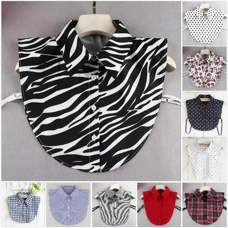 Female-Print-Detachable-Collars-Zebra-Stripes-Checked-Fake-Collar-Polka ...