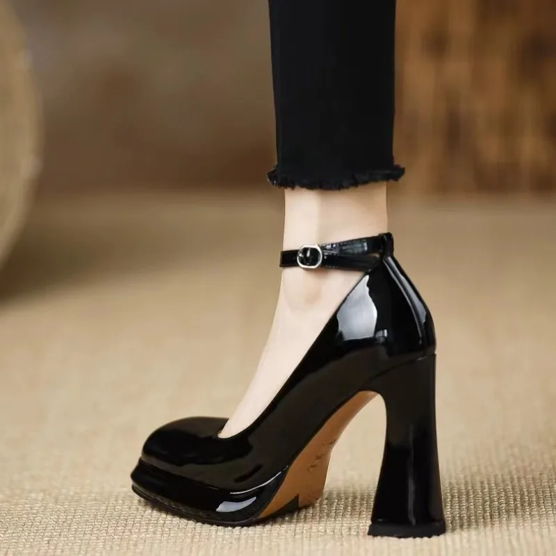 Thick-Bottom-High-Heels-Women-Shoes-Solid-Fashion-Temperament-Single ...