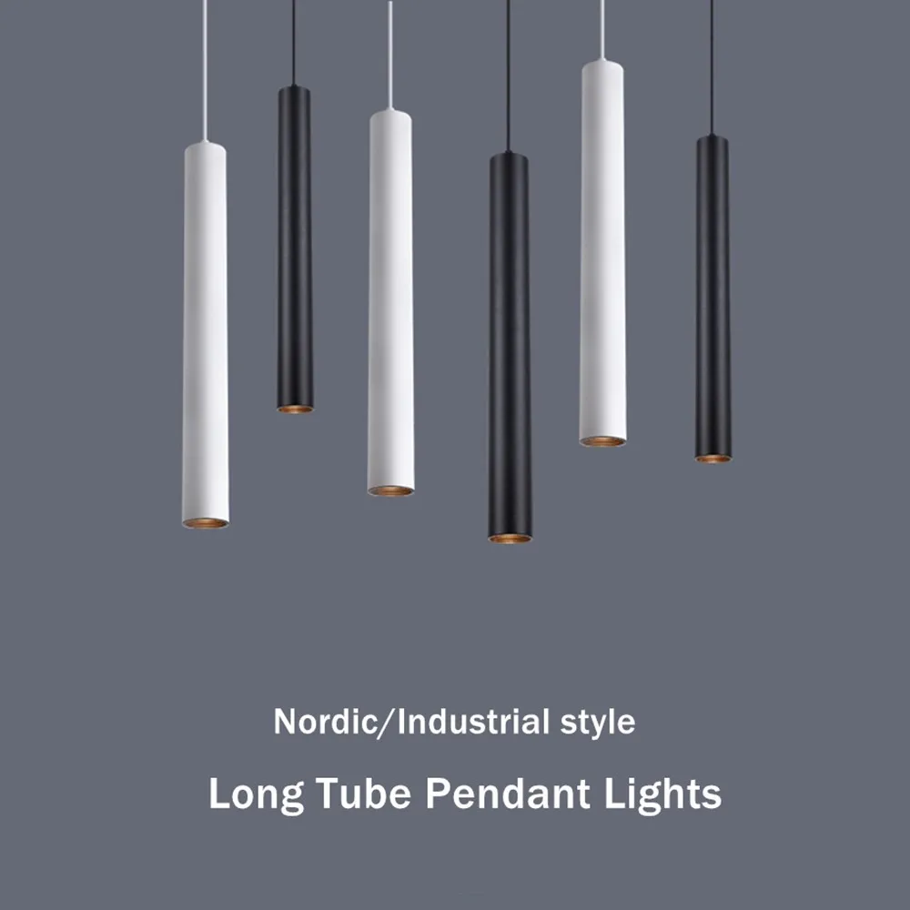 Nordic Long Tube Pendant Light Kitchen Island Dining Room Shop Bar ...