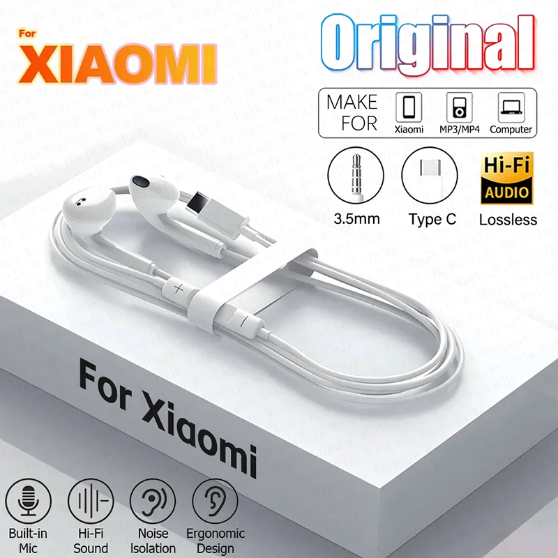 For-Xiaomi-Original-Type-C-Wired-Headphones-Mi-13-12-11-Pro-Ultra-Lite ...