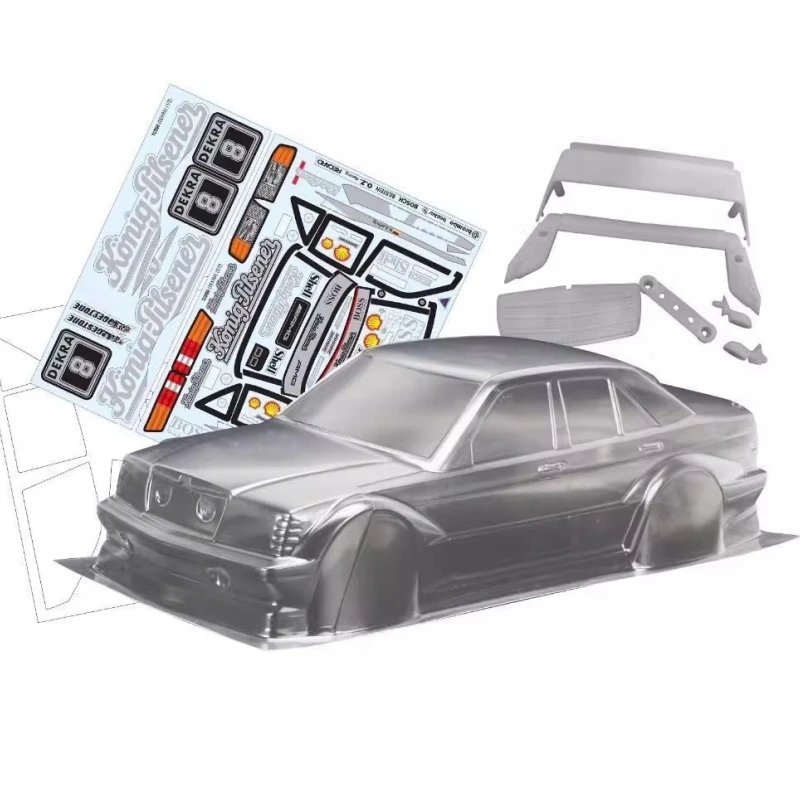 Scale-1-10-Benz-190E-Clear-Lexan-Body-shell-W-3D-Rear-spoiler-and ...