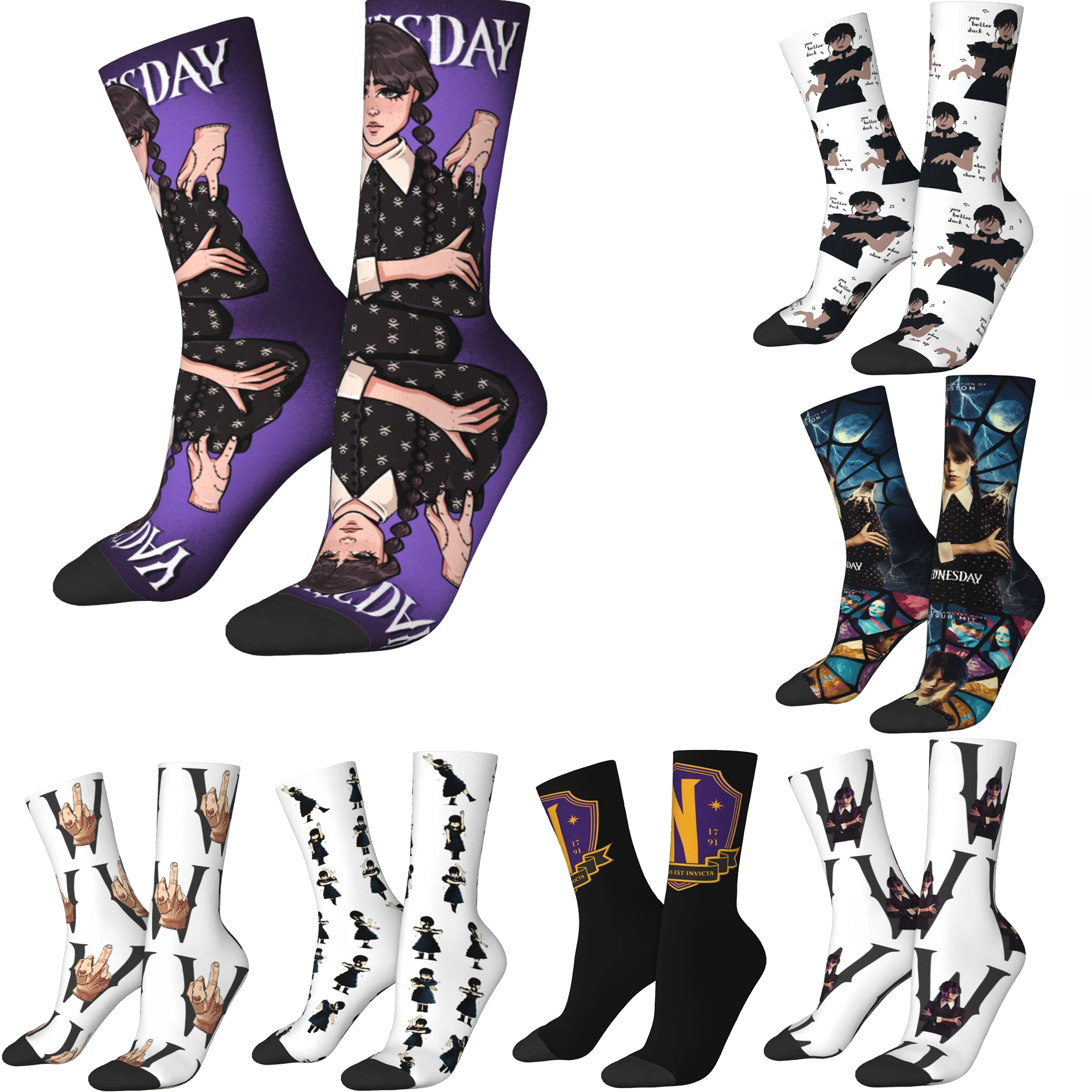 Wednesday Addams Thing Socks Soft Casual Socks TV Series Wednesday ...
