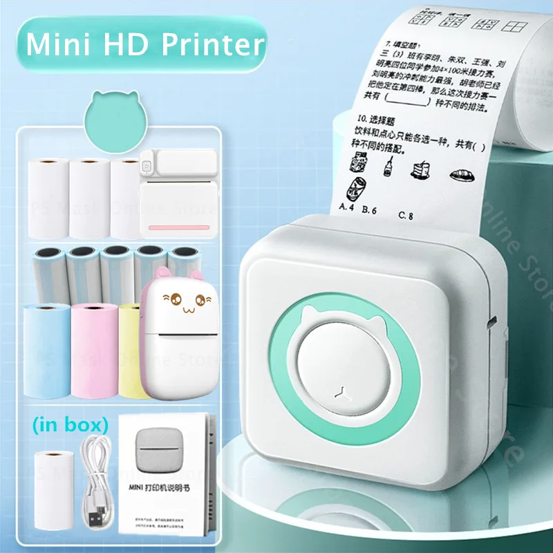 Mini etiket yazıcı taşınabilir termal yapıştırıcı kless yazıcı Bluetooth Bluetooth cep Mini ...