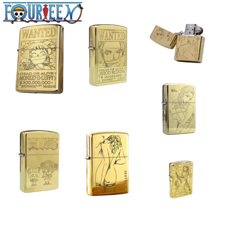 Anime-One-Piece-Windproof-querosene-Isqueiro-Pure-Copper-Gravura-Sexy ...