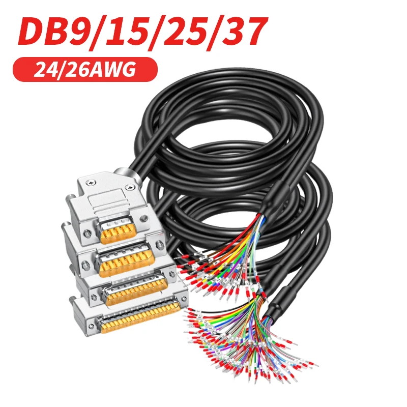 Elbow DB 9/15/25/37Pin Single Head Connector 24/26AWG Dual Shielded ...