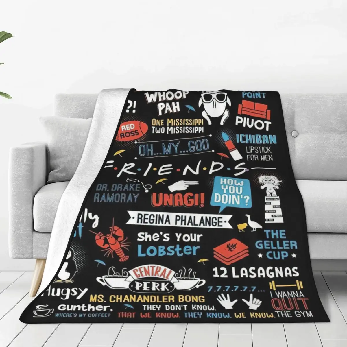 Friends TV Show Series Flannel Throw Blanket Cartoon Central Perk ...